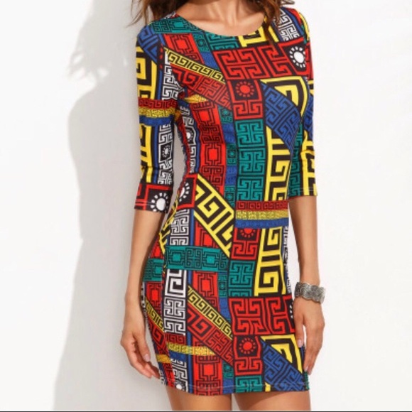 Dresses | Greek Tribal Key Print Sheath Dress | Poshmark